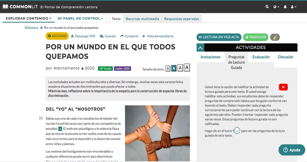 Para leer más y mejor CommonLit es una opción